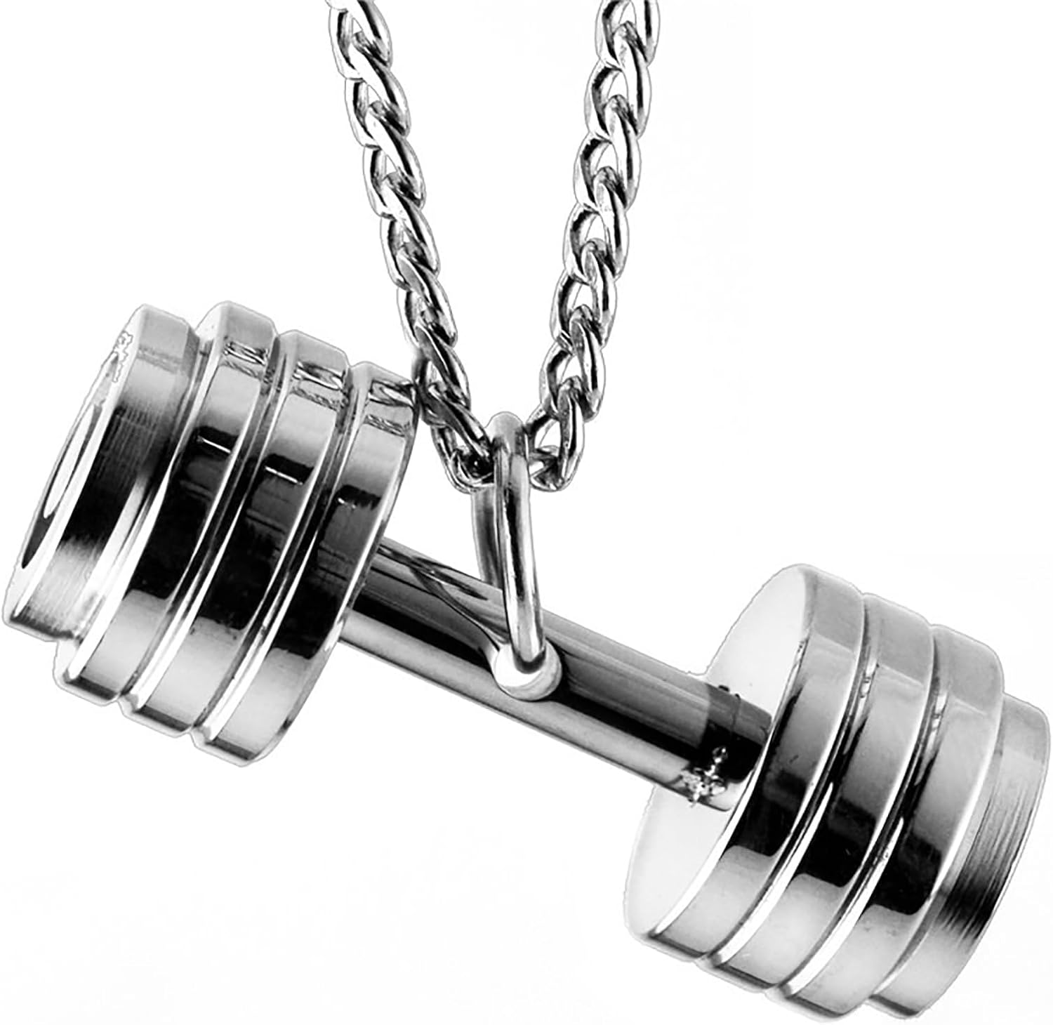 Dumbbell Necklace For Men Women Charm Stainless Steel Weight Lifting ...