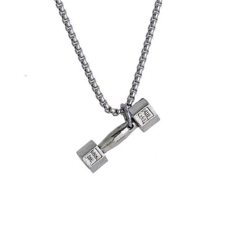 Dumbbell Pendant Chain Necklace for Men Women Punk Hip Hop Fitness Gym ...