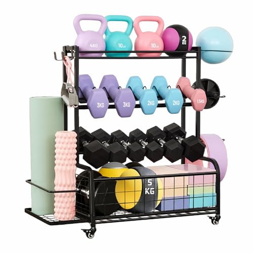 Dumbbell Rack, 400LBS Weight Rack for Dumbbells Kettlebells, Adjustable ...