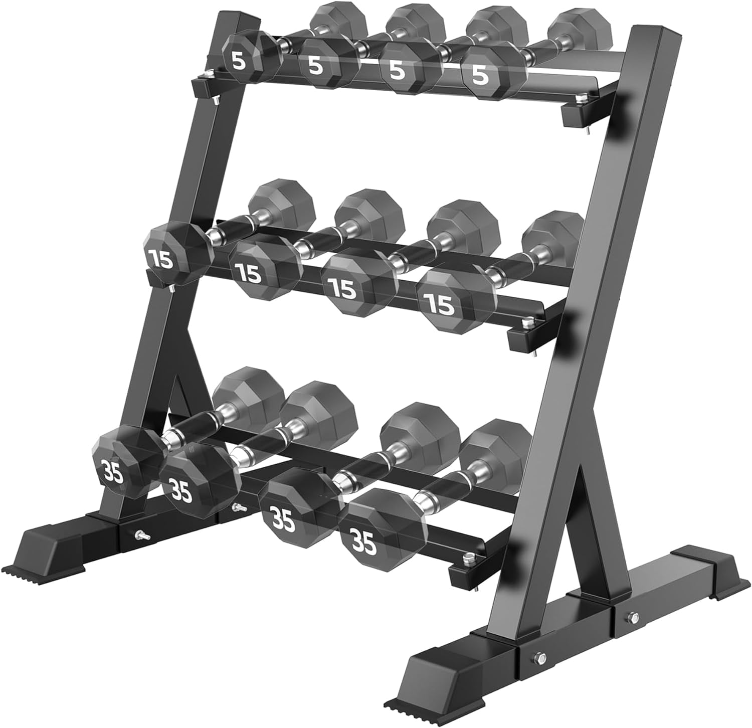 Dumbbell Rack Adjustable 3-Tier Weight Stand Heavy Duty Weight Storage ...