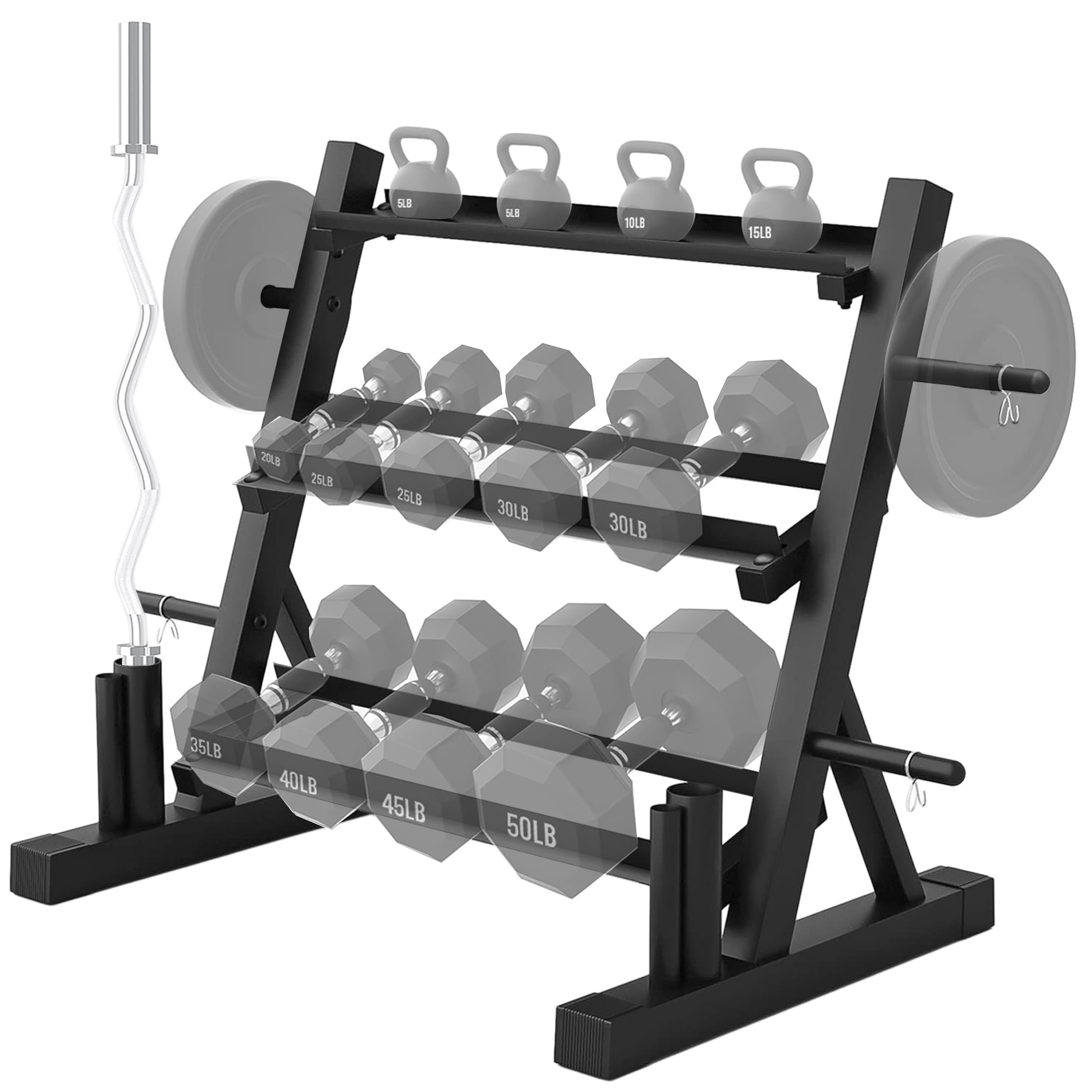 Dumbbell Rack Heavy Duty Weight Storage Adjustable 3-Tier Weight Stand ...