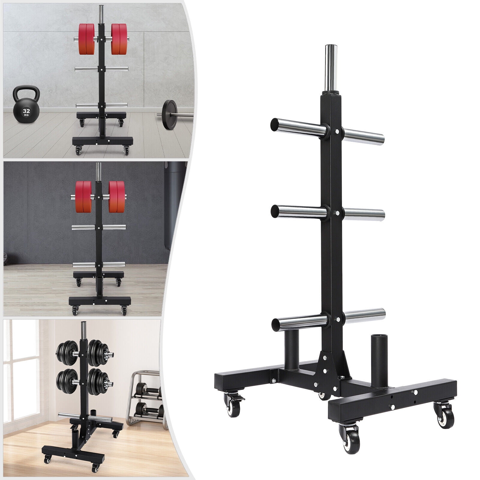 Dumbbell Rack, Black Plate Rack Tree, Vertical Storage Tree For Storing ...