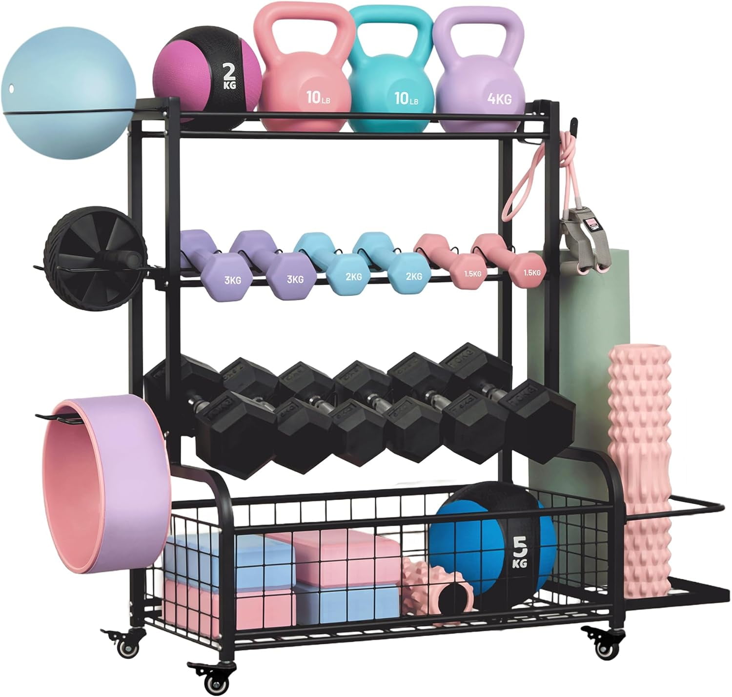 Dumbbell Rack, Heavy Duty Weight Rack for Dumbbells Kettlebells ...