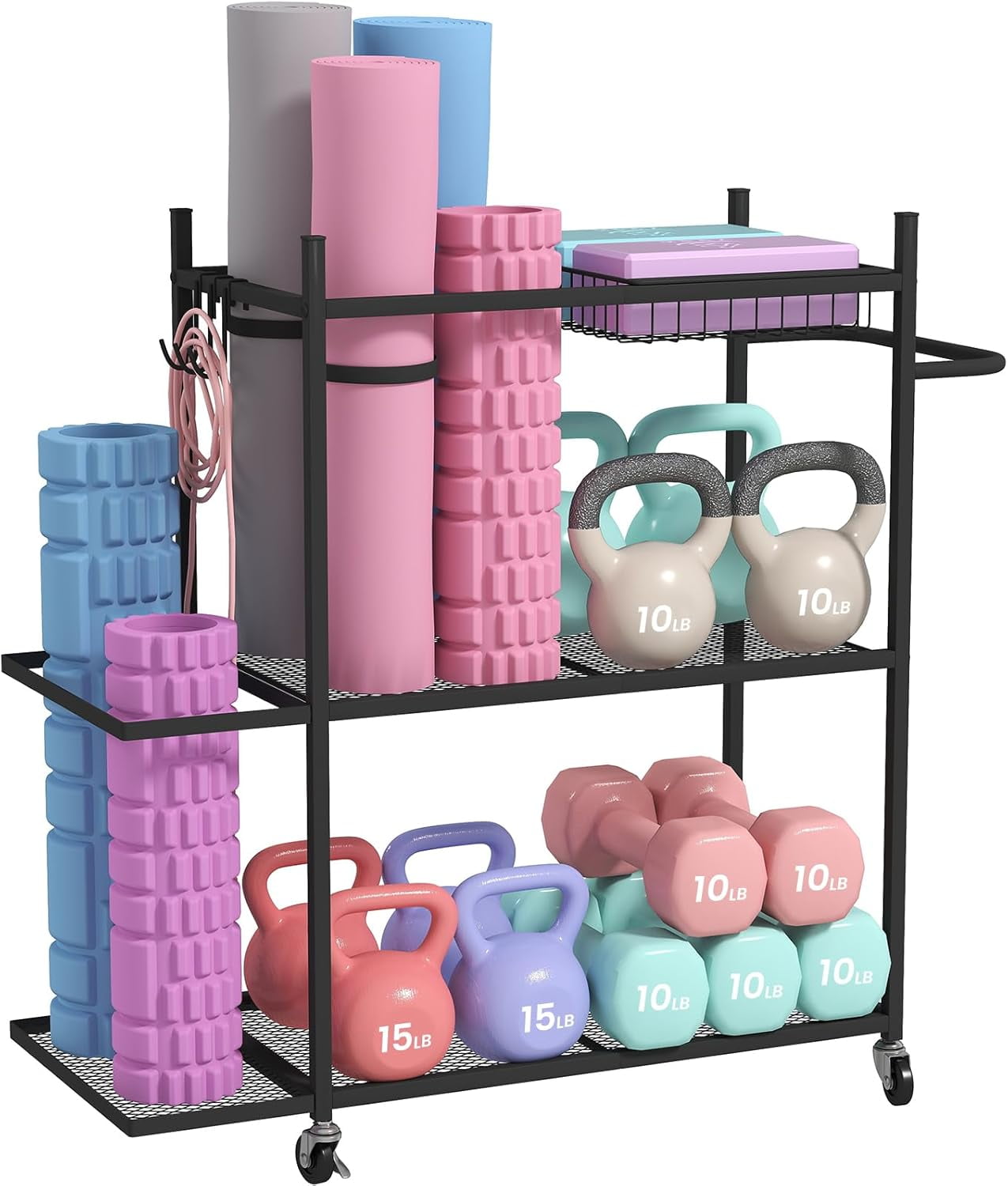 Dumbbell Rack, Heavy Duty Weight Rack for Home Gym, Yoga Mat Storage ...