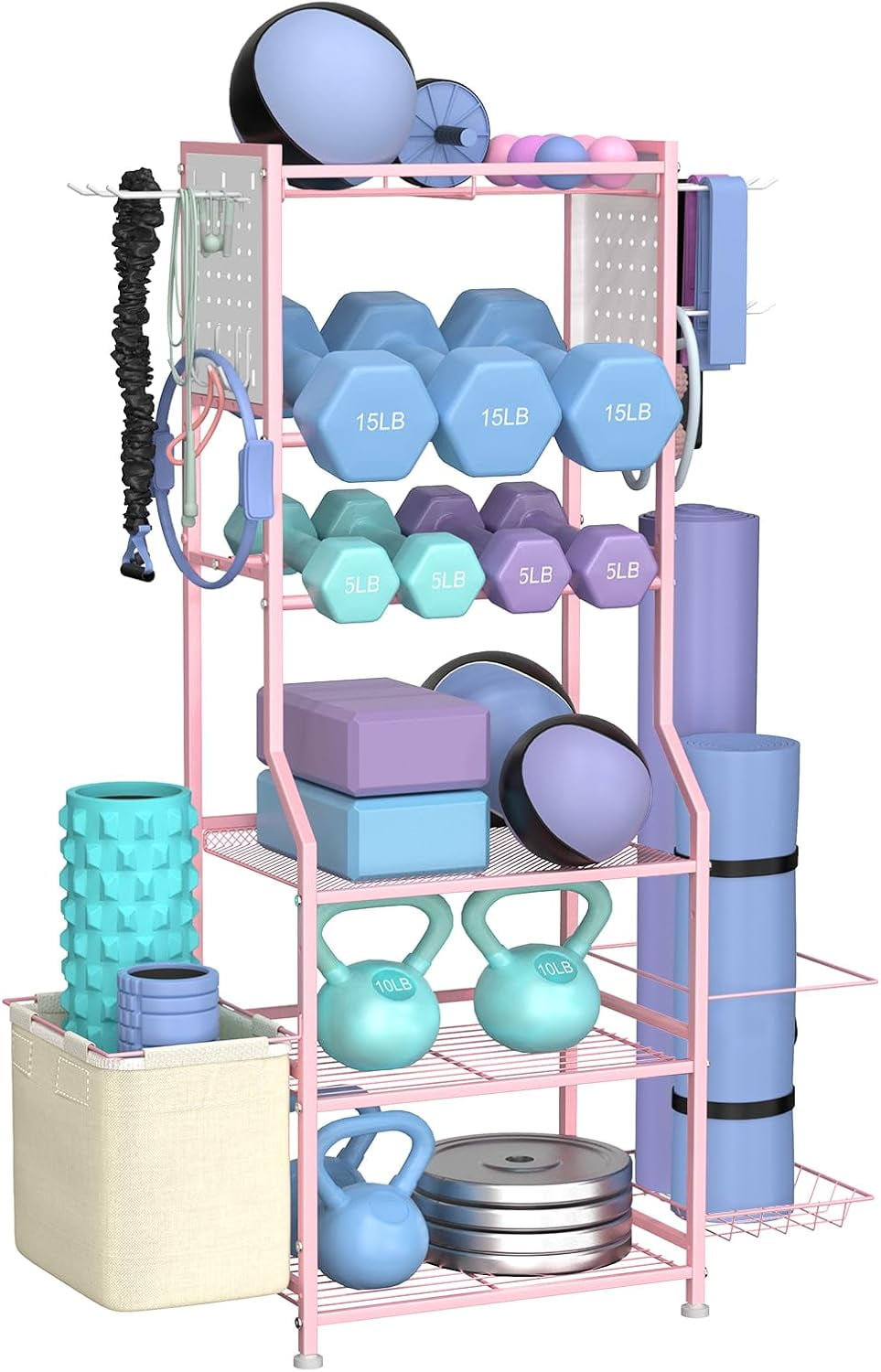Dumbbell Rack, Home Gym Storage for Kettlebells, Yoga Mat & Strength ...