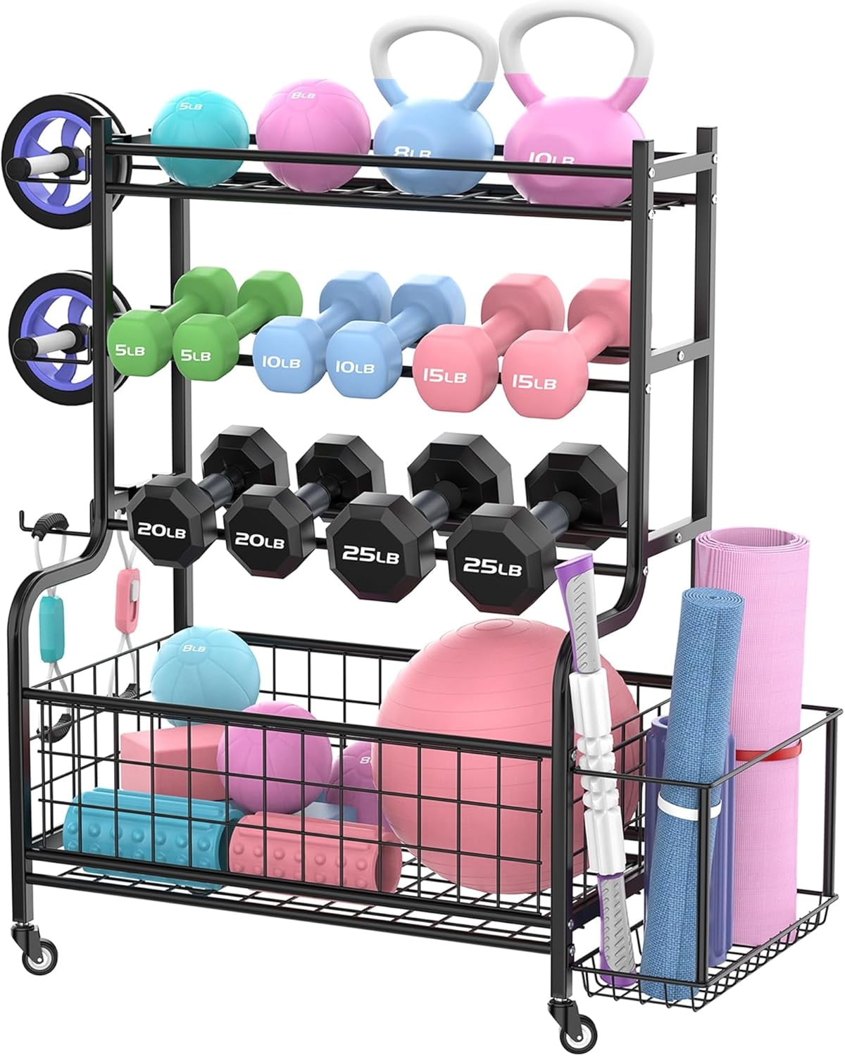Dumbbell Rack Home Gym Weight Rack for Dumbbells, Kettlebells, Foam ...