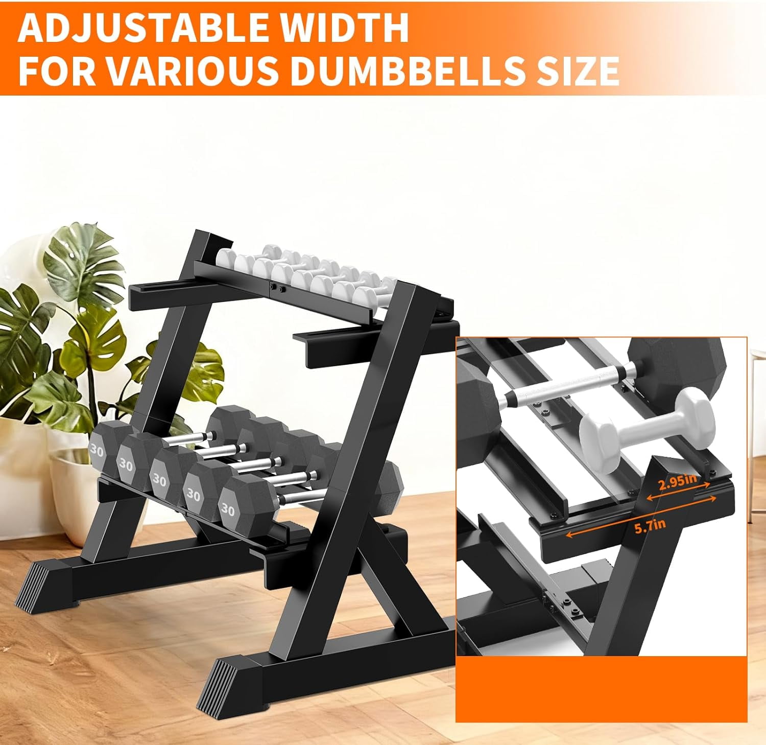 Dumbbell Rack Stand Only, 2-Tier 33 IN Length Adjustable Weight Rack ...