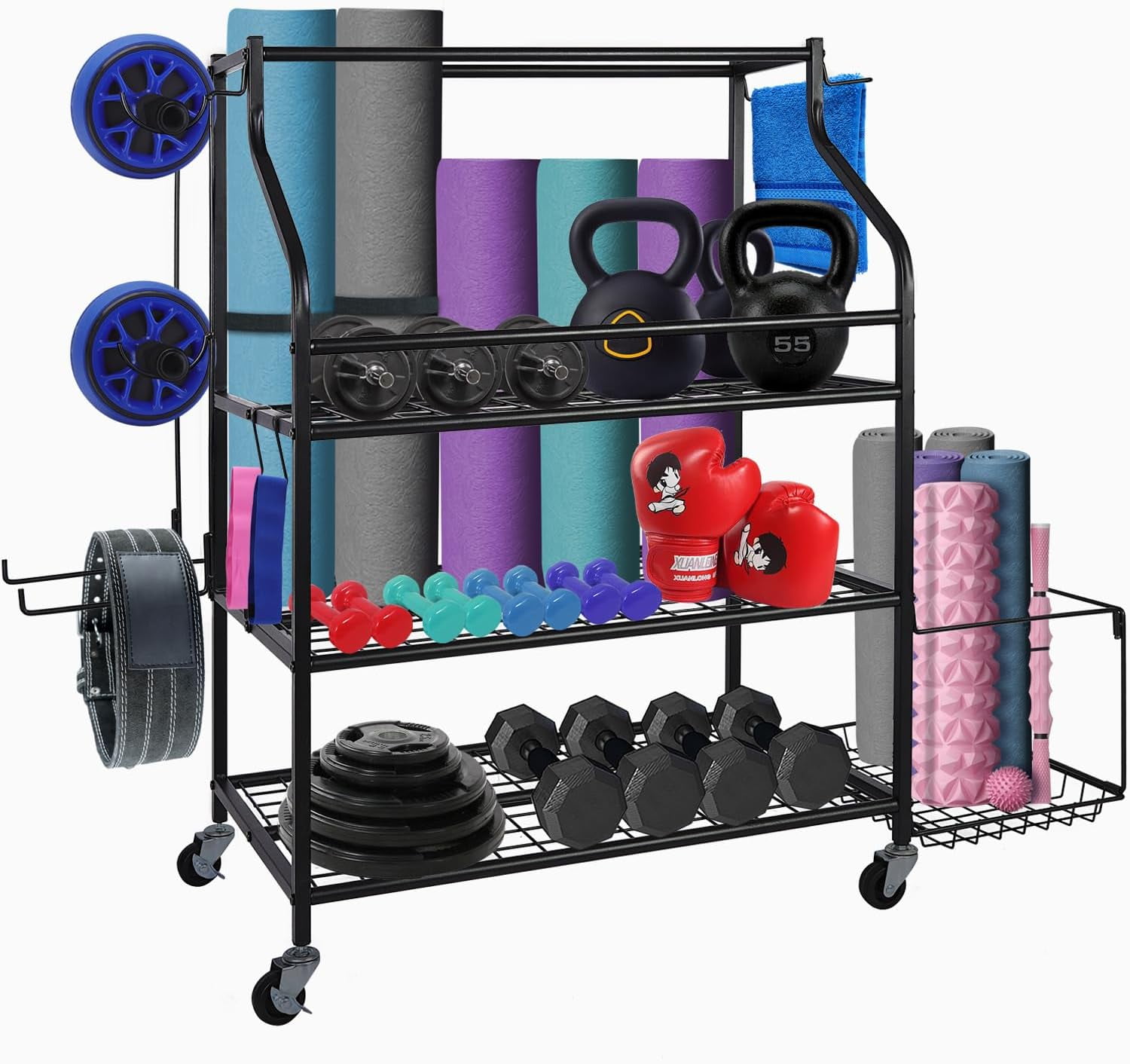 Dumbbell Rack Stand,Weight Rack for Home Gym,Yoga Mat Holder,Kettlebell ...