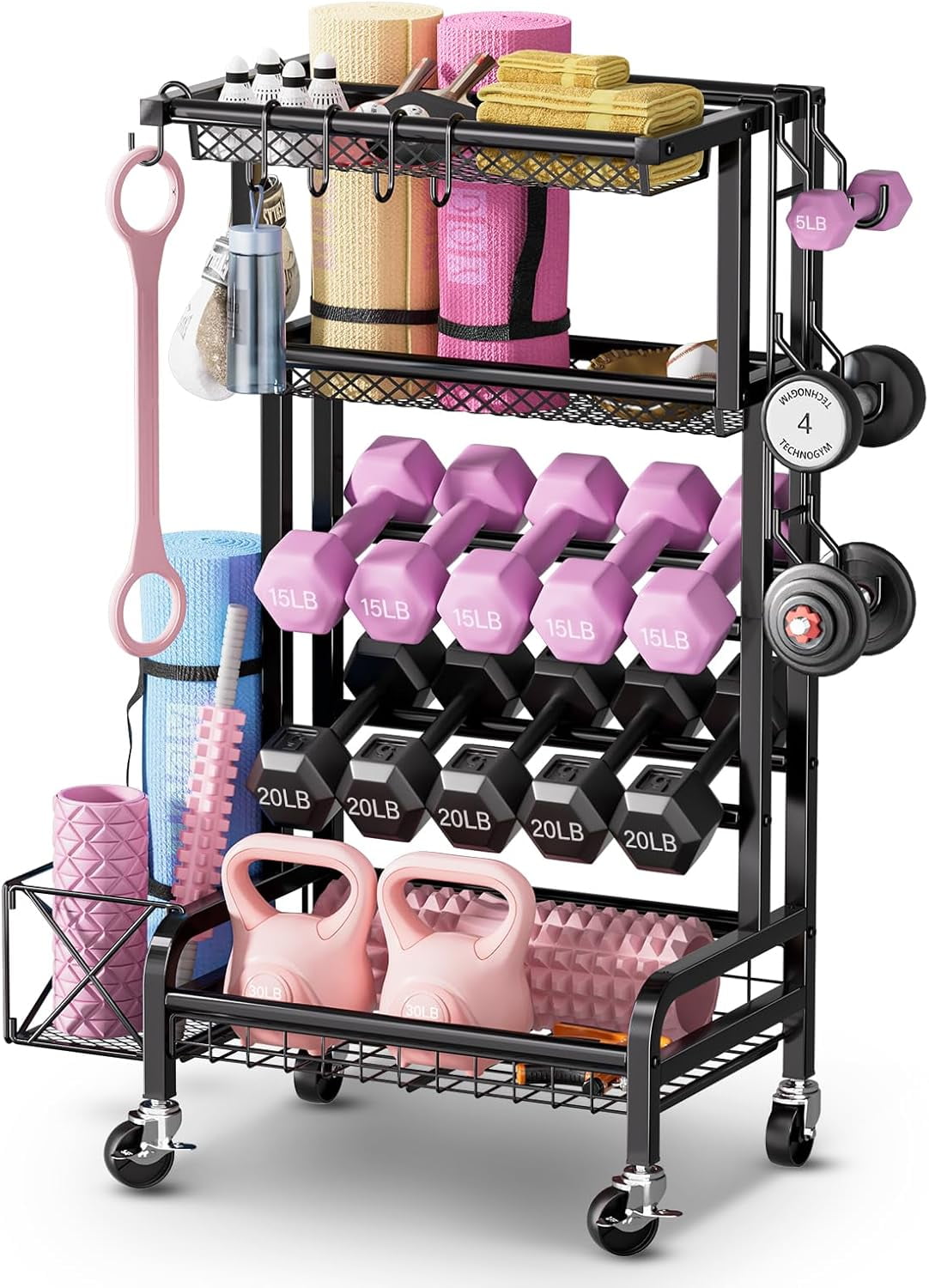 Dumbbell Rack, Weight Rack for Home Gym Equipment, 5 Tiers Workout ...