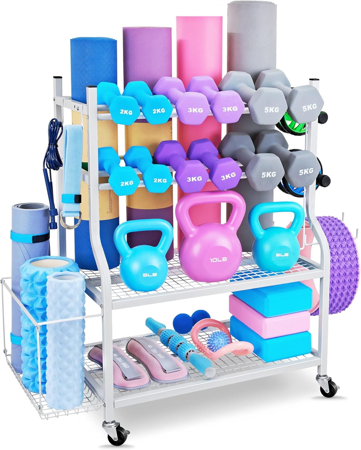 Dumbbell Rack, Yoga Mat Storage Rack - Weight Rack for Dumbbells, Home ...