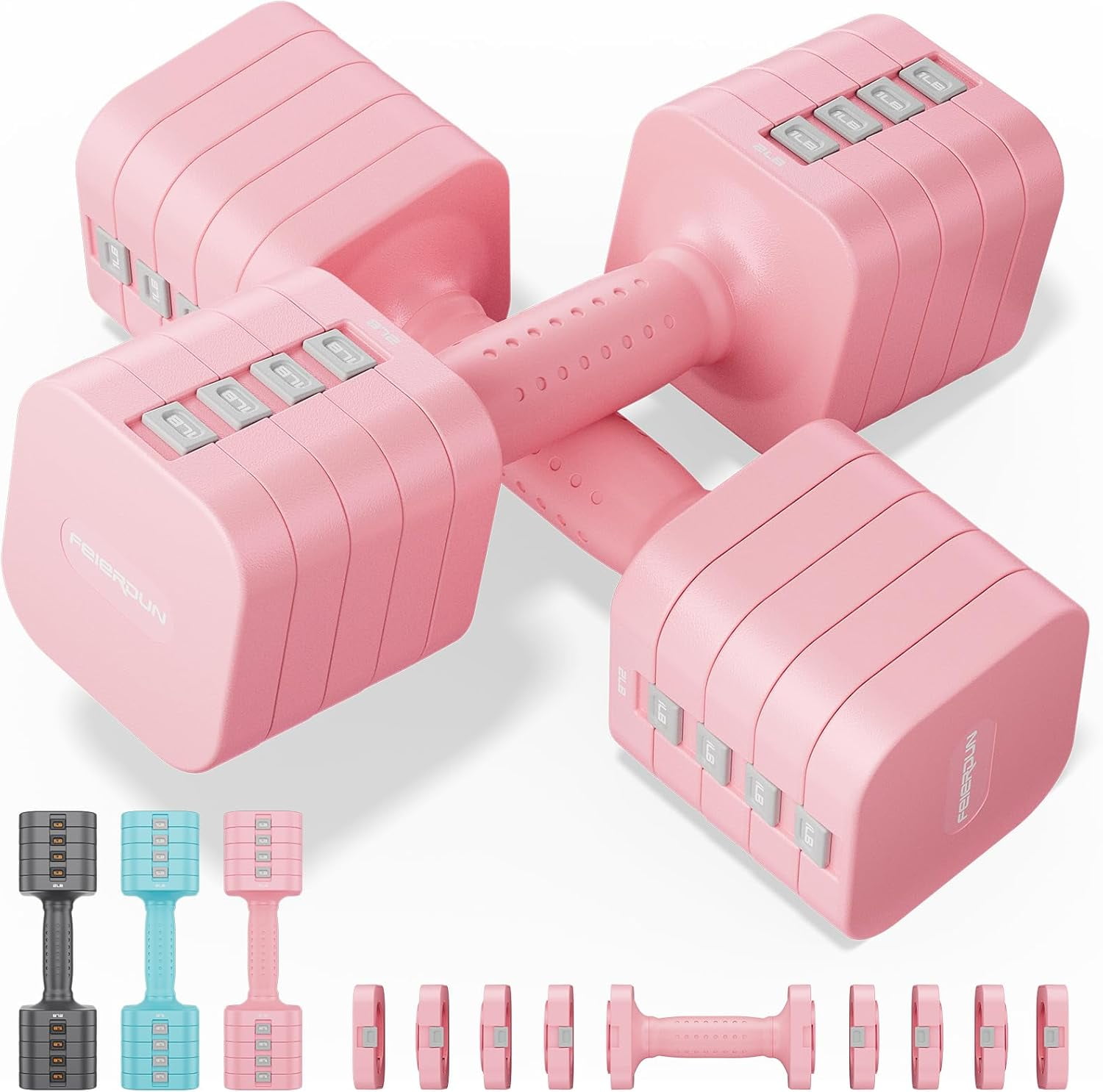 Dumbbell Set of 2,Each 2/4/6/8/10 lbs Weight for Women,Quick Adjust ...