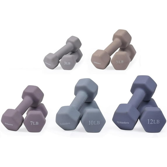 Dumbbell Set with Rack - Neoprene Coated Weights with Stand - Hex Color ...