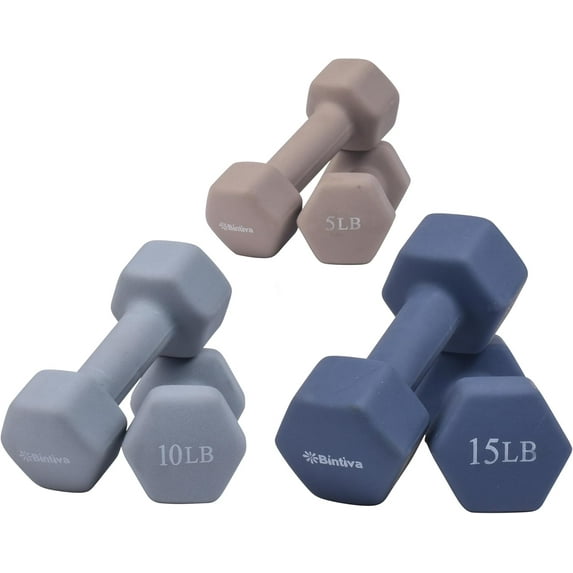 Dumbbell Set with Rack - Neoprene Coated Weights with Stand - Hex Color ...
