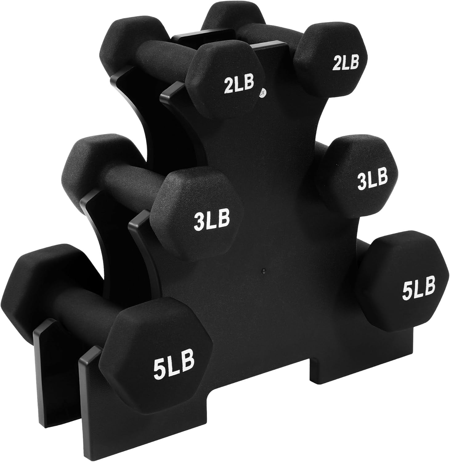 Dumbbell Set with Stand, Neoprene Coated Hand Weights Home Gym ...