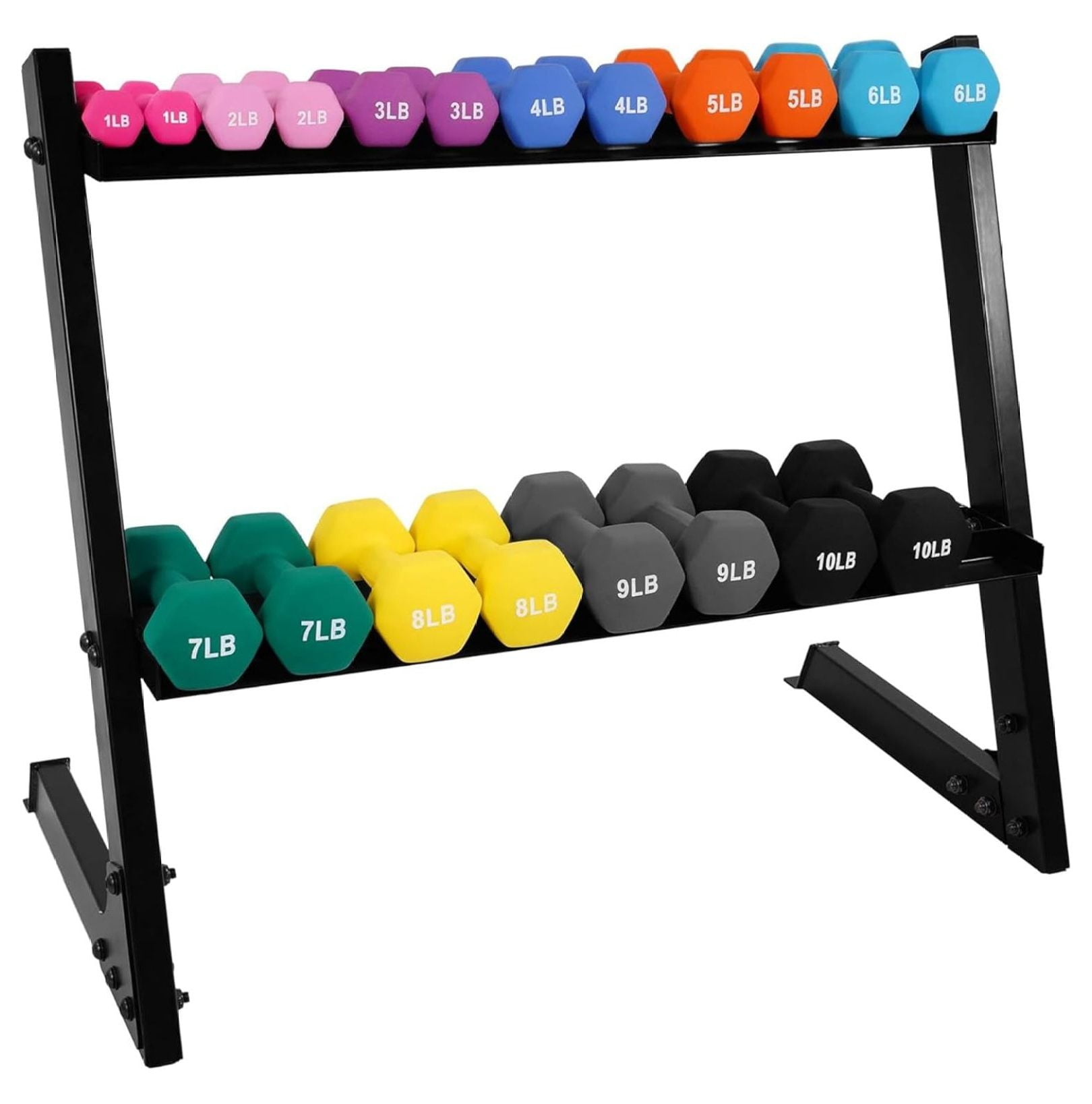 Dumbbell Set with Stand, Neoprene Coated Hand Weights Home Gym ...