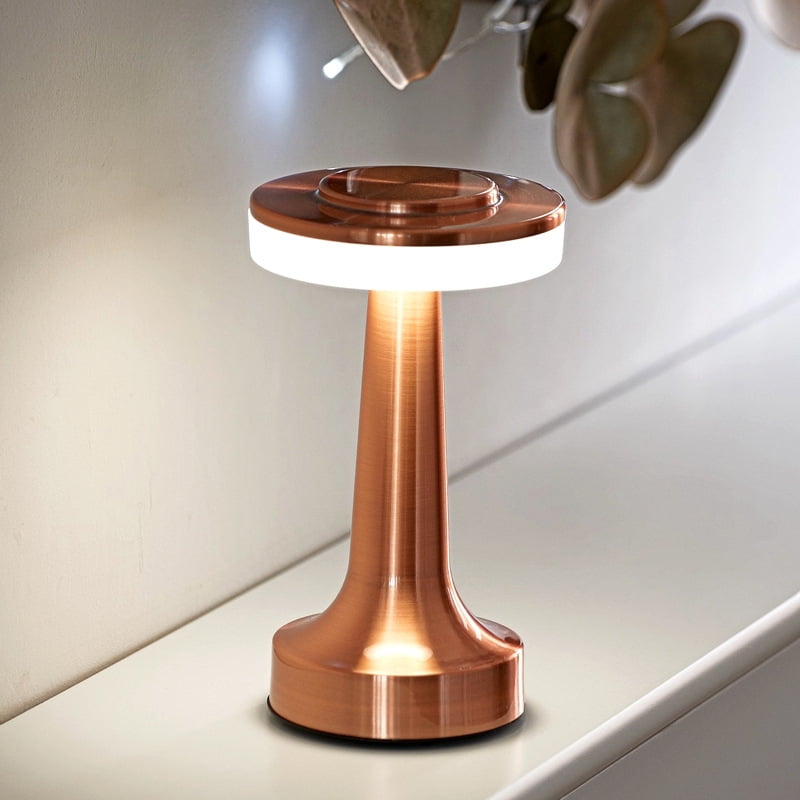 Dumbbell-Shaped Touch Control Table Lamp, Rechargeable Vintage Metal ...