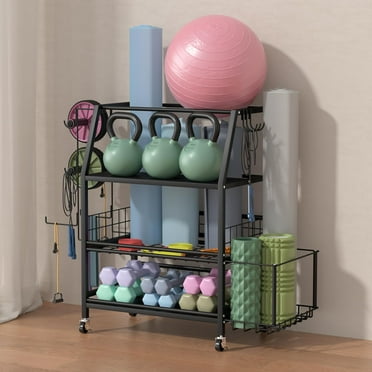 Weight Rack for Dumbbells - Home Gym Storage Rack with Caster Wheels ...