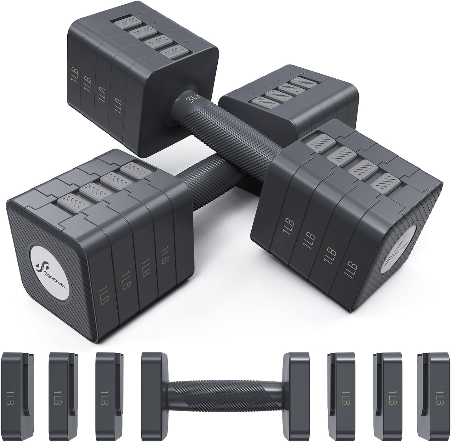 Dumbbells Hand Weights Set: 5 in 1 Weight Adjustment 10 LB Dumbbells ...