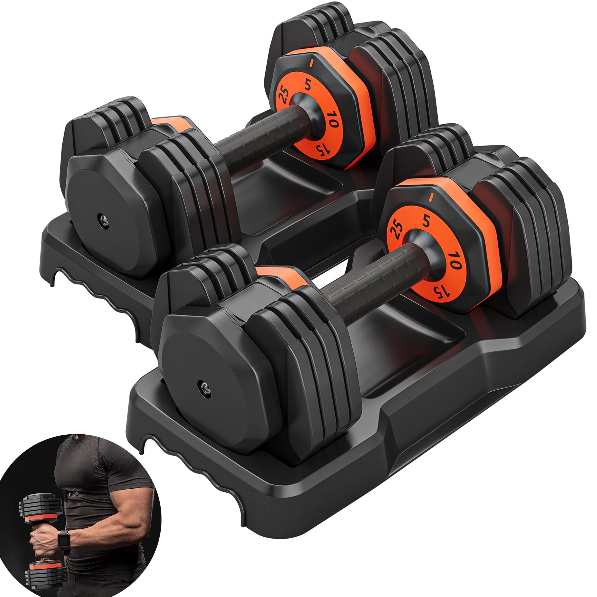Dumbbells - Seizeen 25 lb Dumbbells Set of 2, Anti-Slip Metal Handle ...