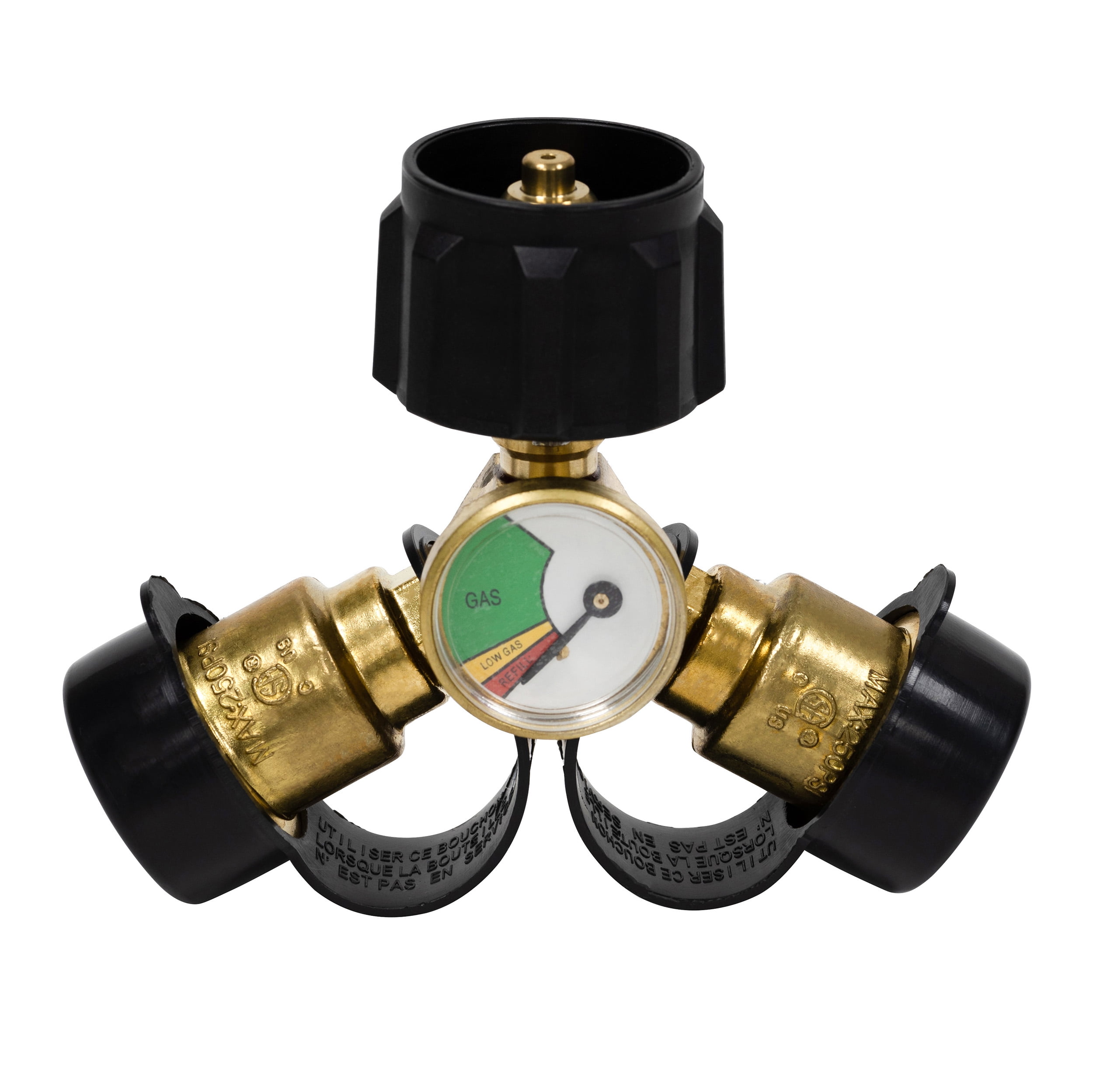 Dumble Propane Tank Dual Connector Adapter with Gauge, LP Gas Line ...