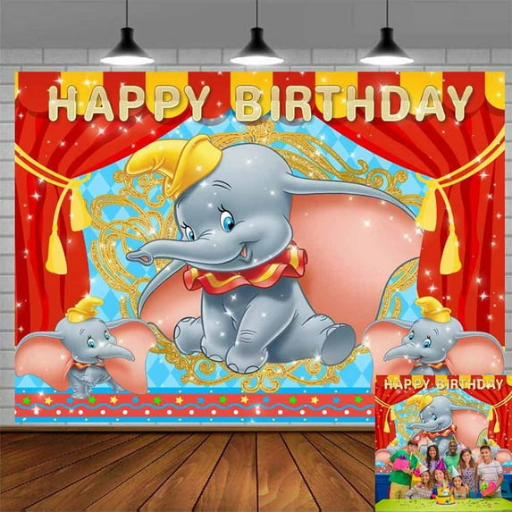 Dumbo Backdrop Banner Party Supplies Post Birthday Decorations ...
