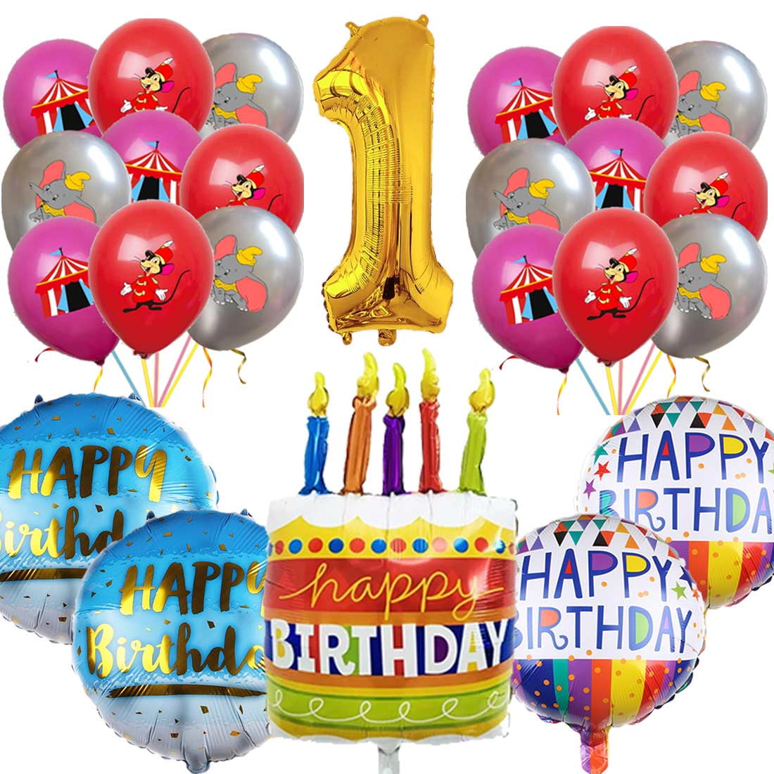 Dumbo Balloons Party Supplies 1st Big Number Decorations Decor Kit ...