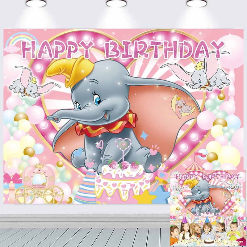 Dumbo Birthday Banner Backdrop Background Party Supplies Taspestry Post ...