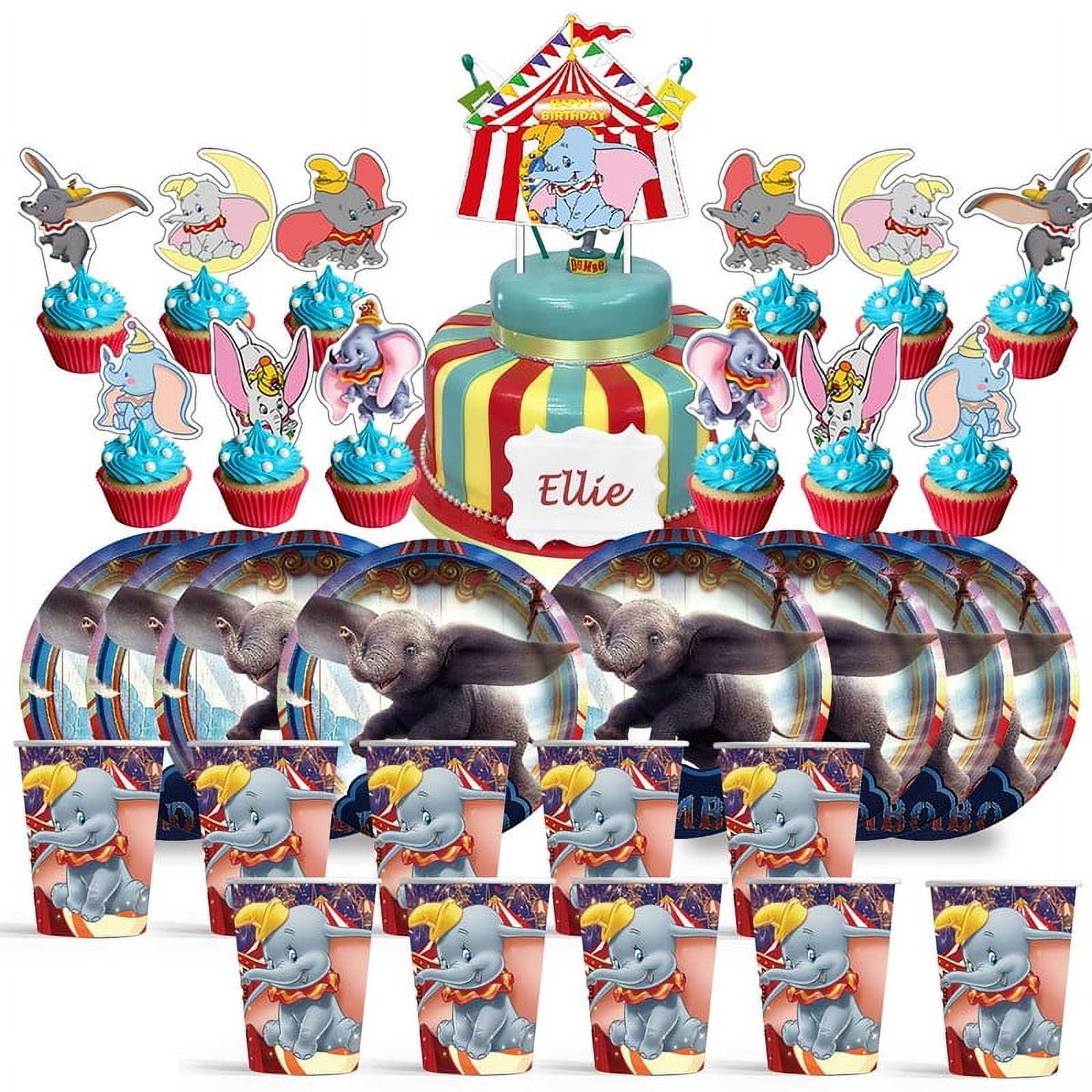 Dumbo Birthday Cups Party Supplies Plates Fans Decorations Cake Topper ...