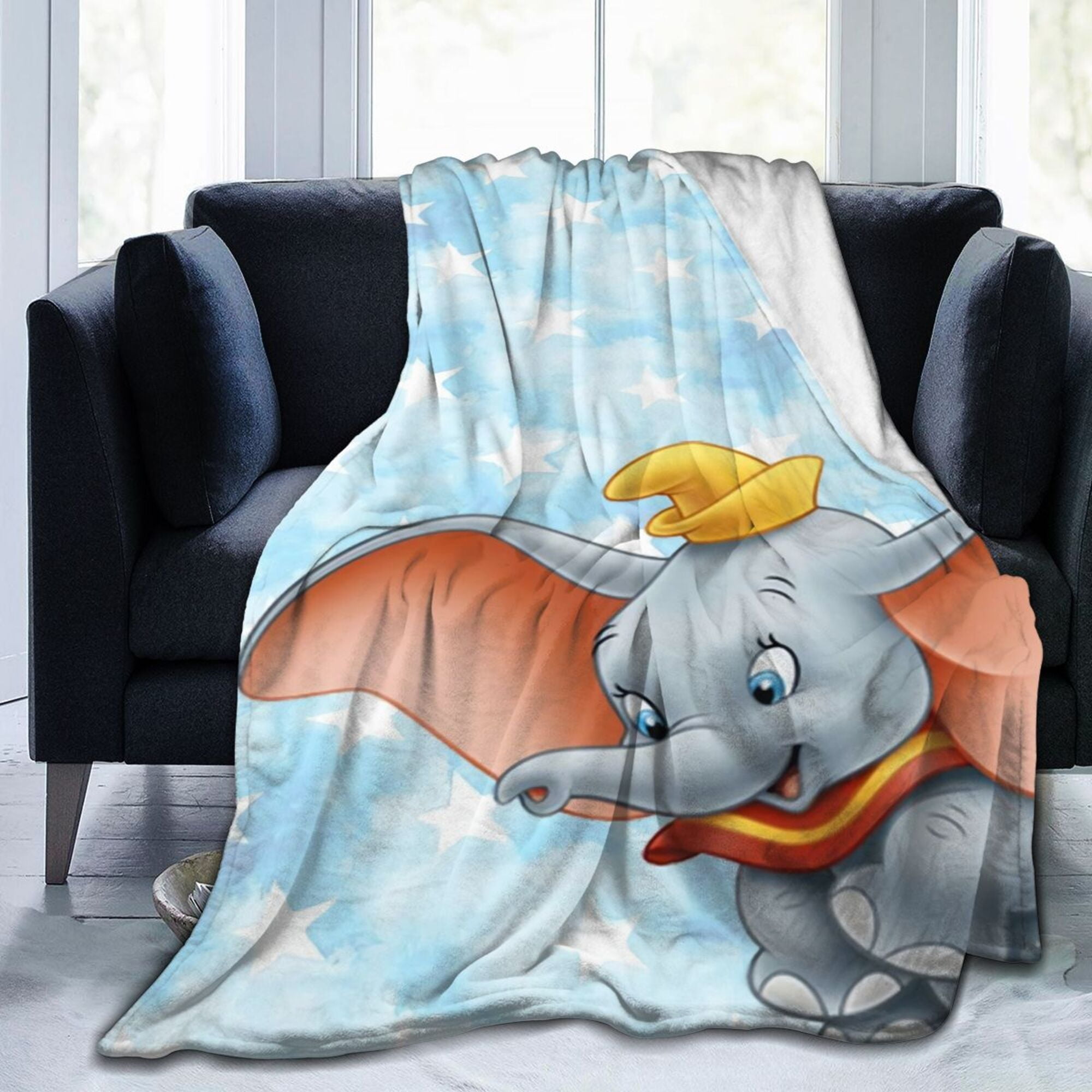 Dumbo Cartoon Fleece Throw Blanket, Super Soft Cozy Warm Flannel ...