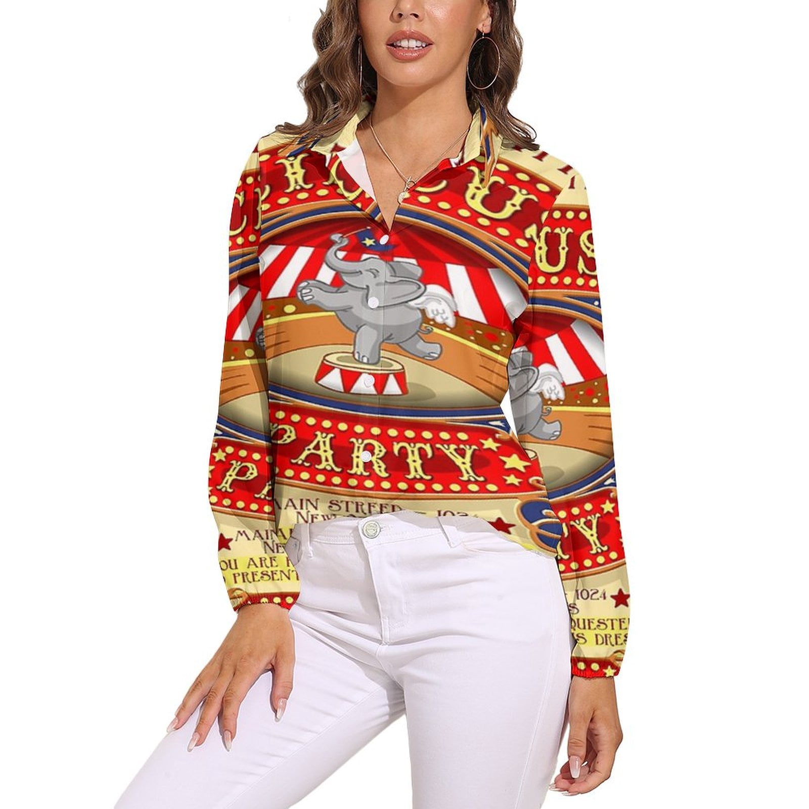 Dumbo Flying Elephant Circus Party Long Sleeve Blouse Woman Streetwear ...