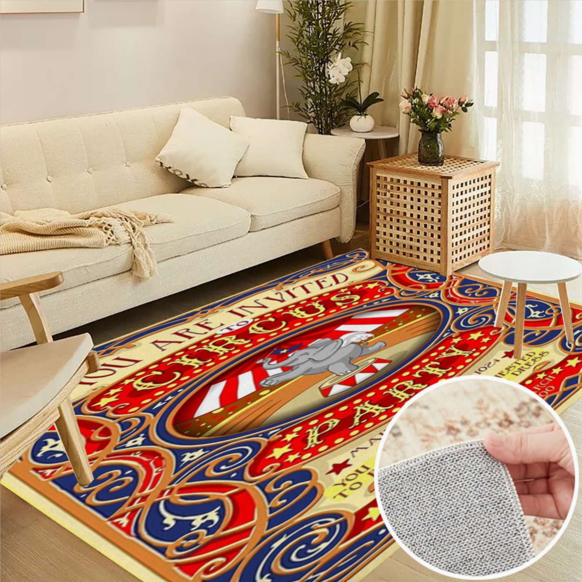 Dumbo Flying Elephant Circus Party Soft Large Area Rugs Washable Rug ...