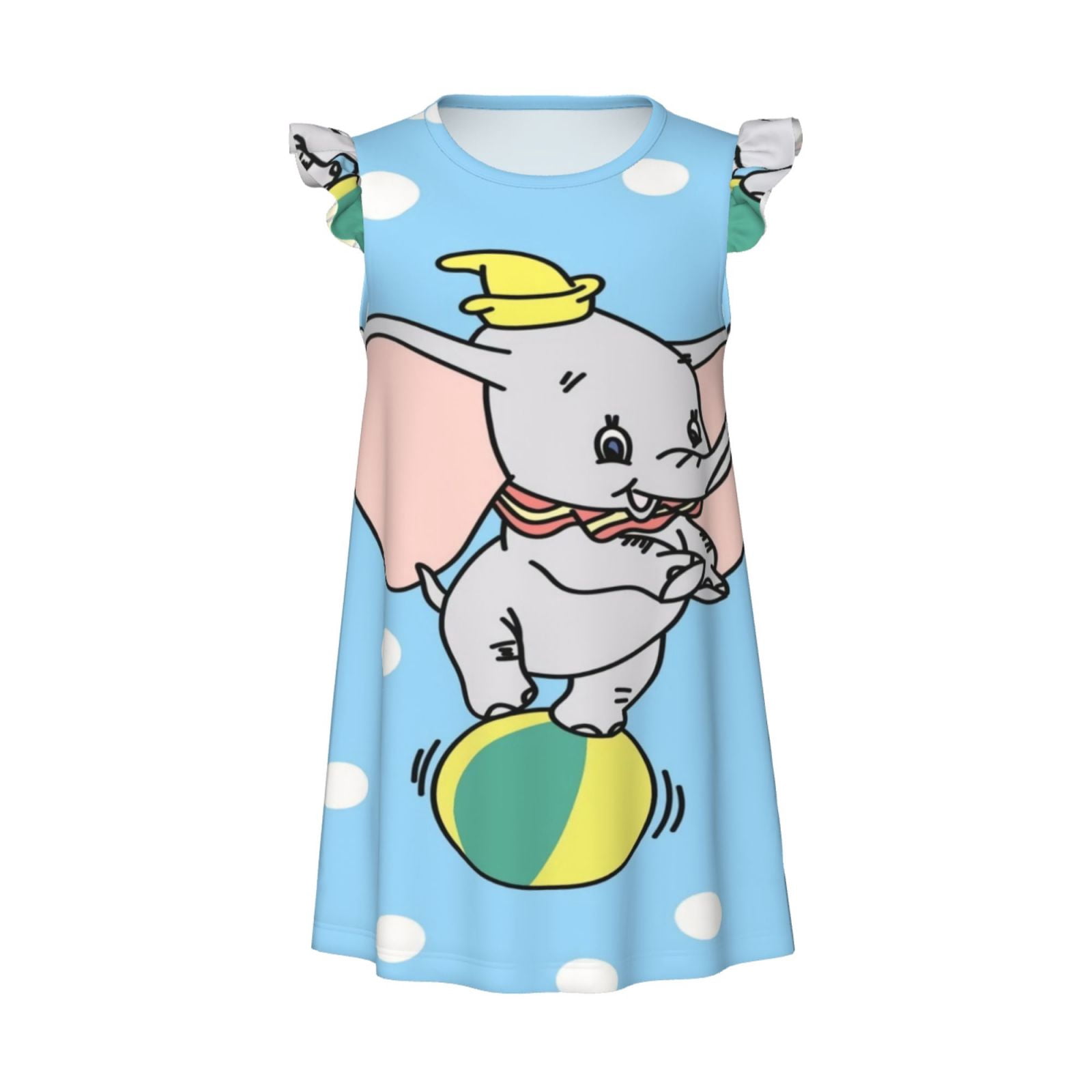 Dumbo Little Girls Nightgowns Soft Flutter Sleeve Night Dress Pajamas ...