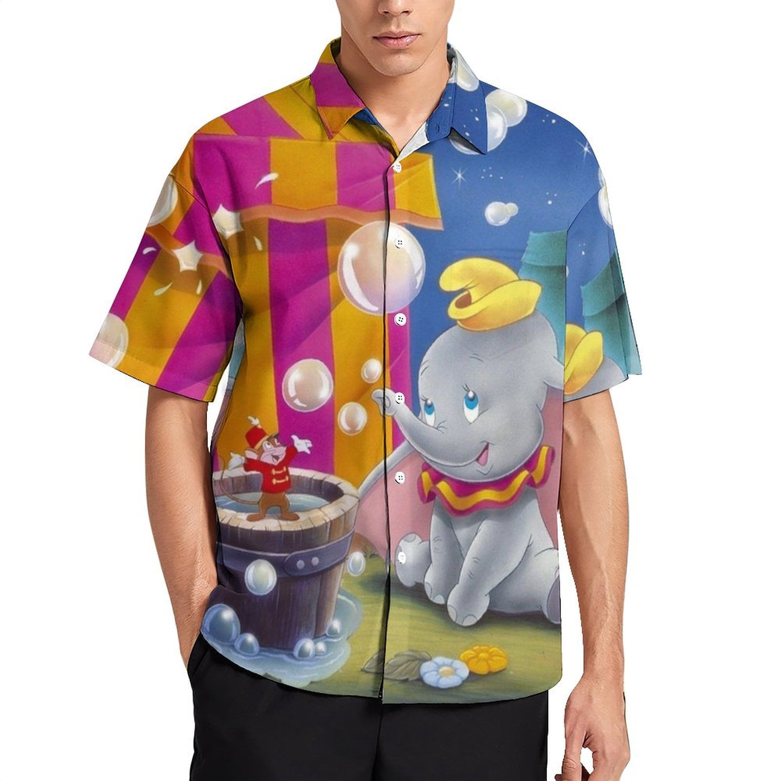 Dumbo Men's Hawaiian Shirt Short Sleeve Casual Summer Beach Aloha Shirt ...