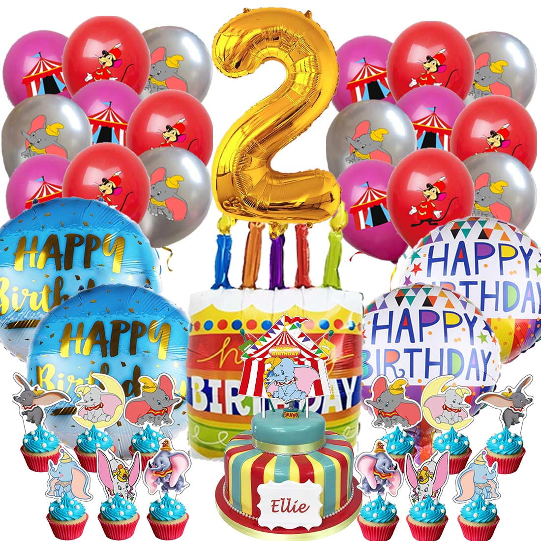 Dumbo Party Supplies 2nd Decor Kit Balloons Birthday Cake Topper ...