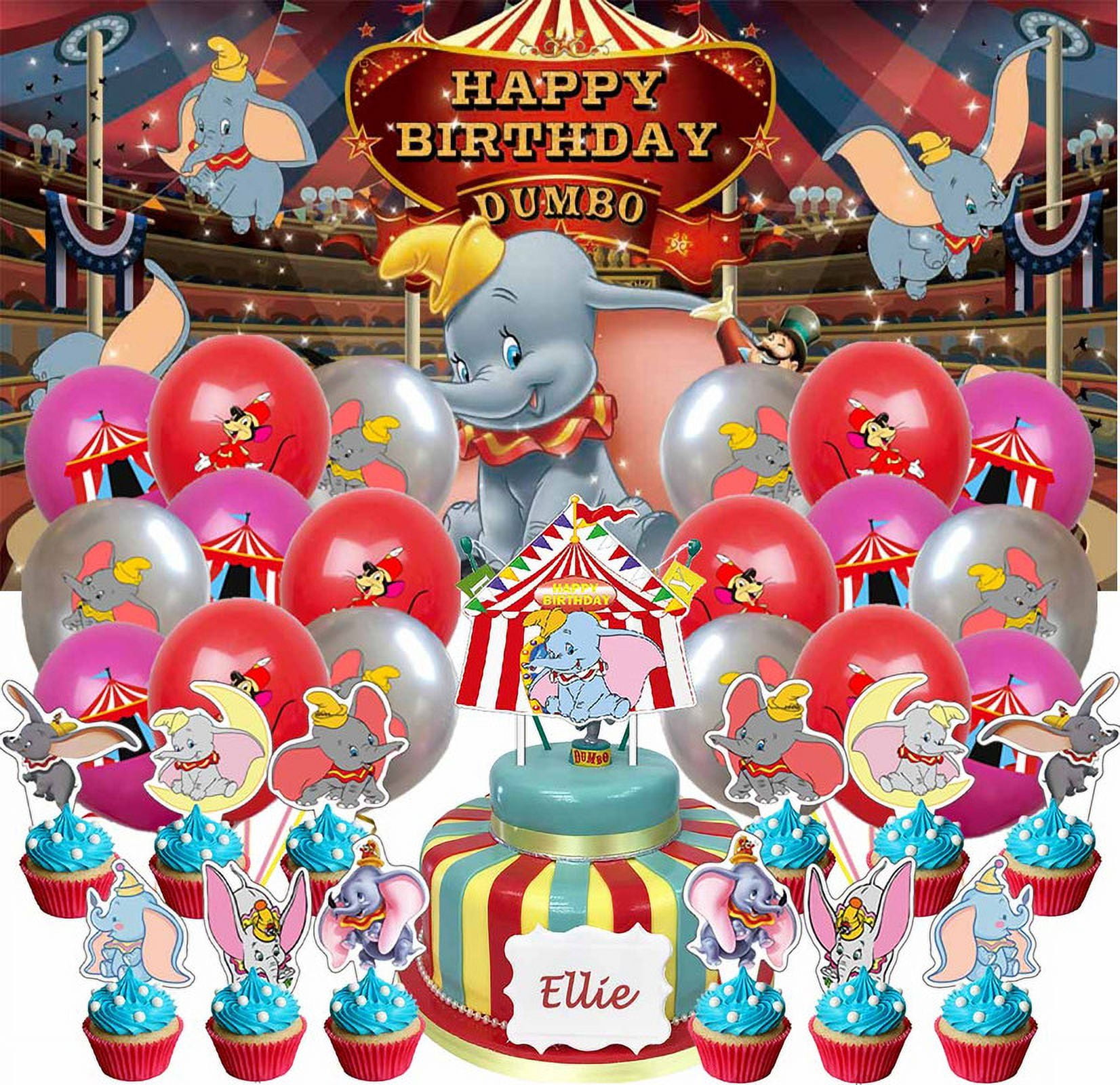 Dumbo Party Supplies Decor Kit Latex Balloons Birthday Cake Topper Banner Backdrop Decorations ...