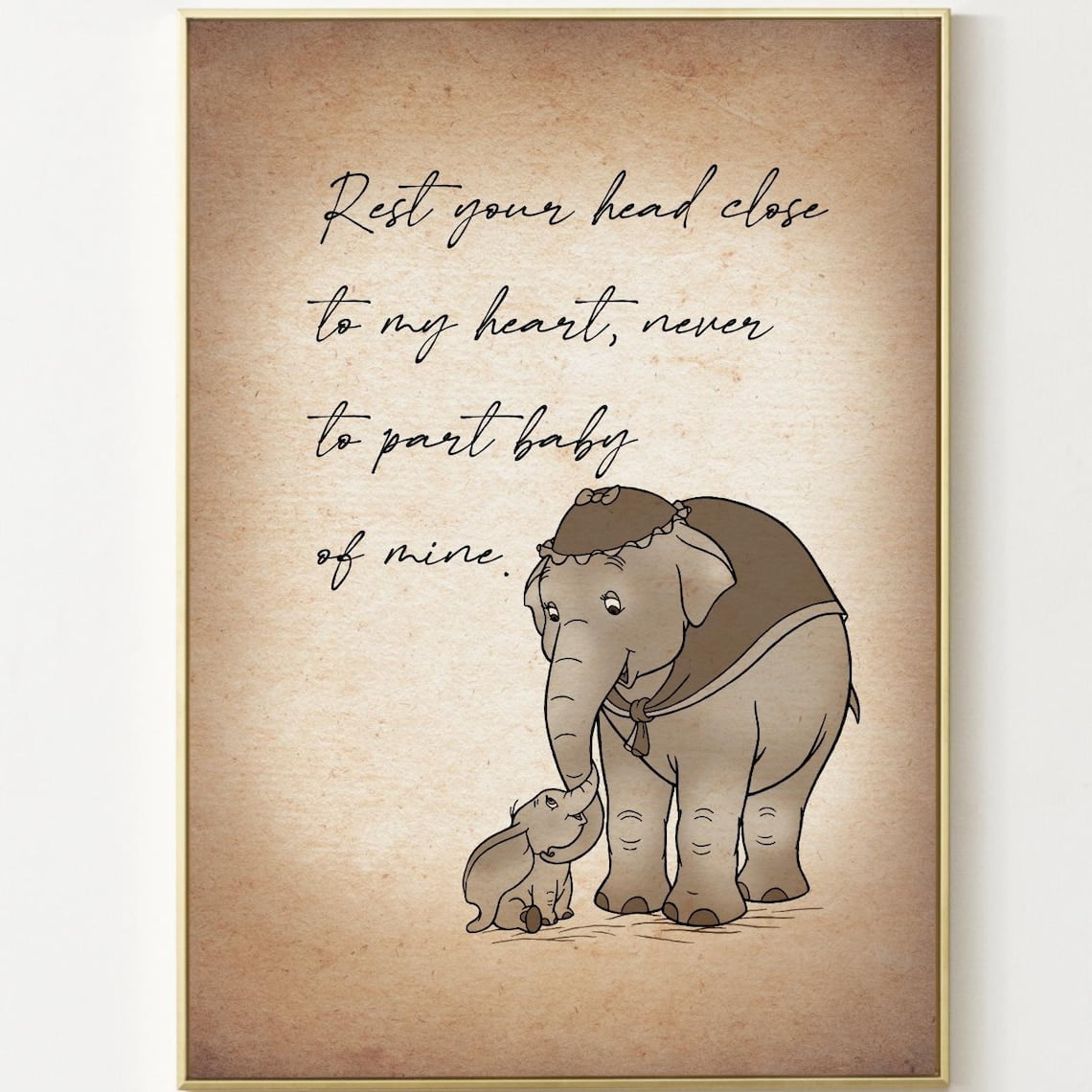 Dumbo Quote Poster, Baby Of Mine Nursery Poster, Unframed Paper Poster ...