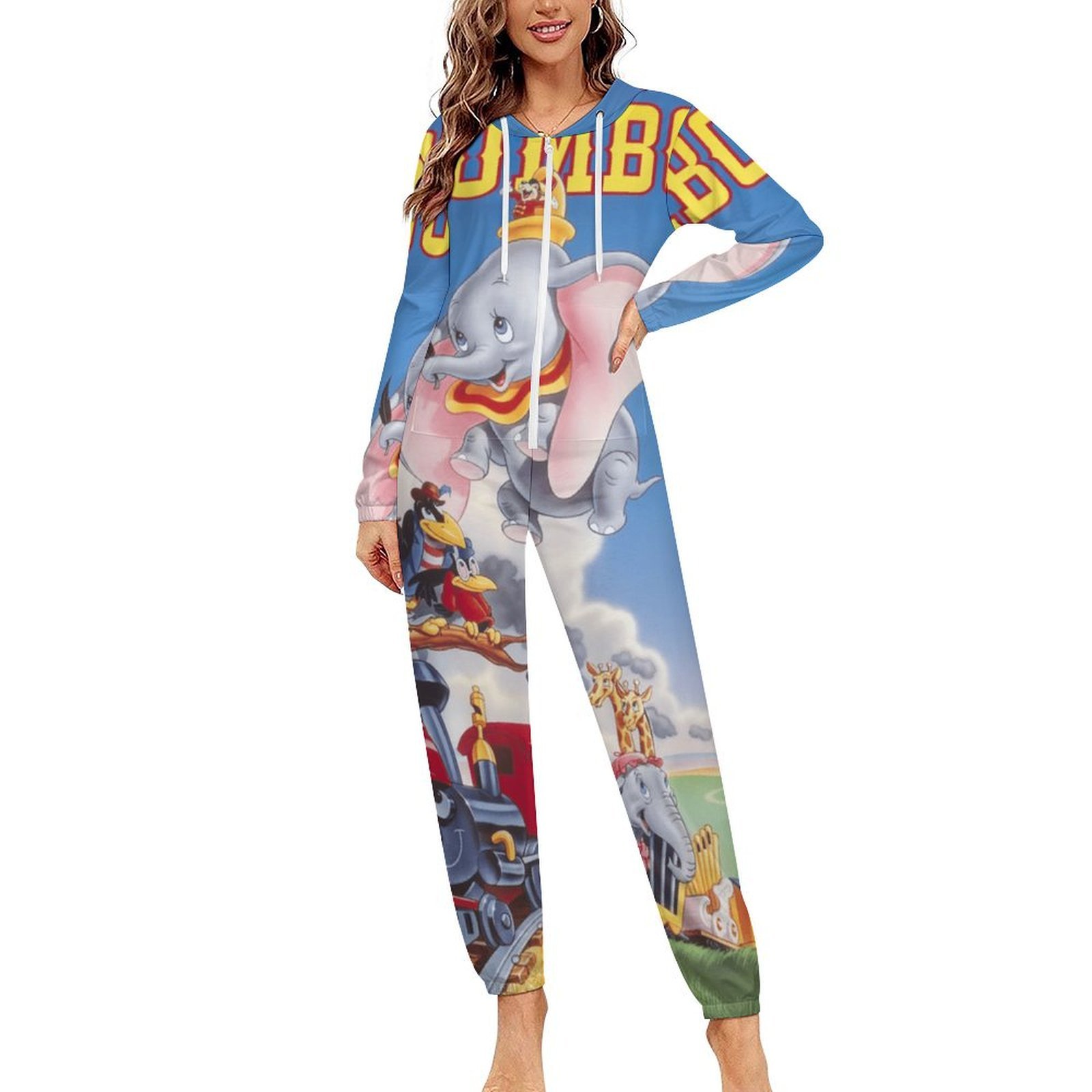 Dumbo Women Men Pajamas Zipper Onesie Jumpsuit Hooded One Piece ...