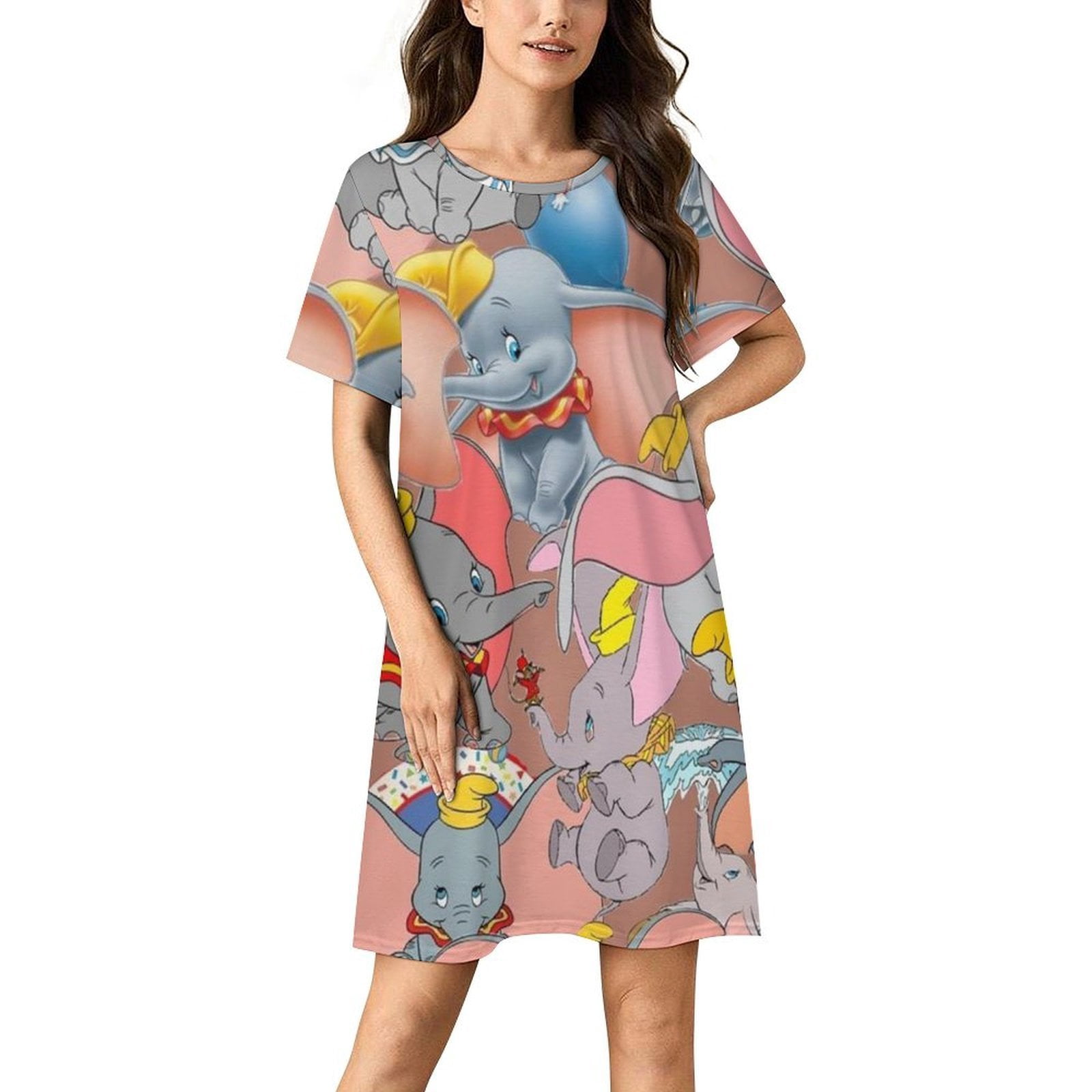 Dumbo Women's Nightgown Sleepwear Nightdress Short Sleeves Night Gown ...