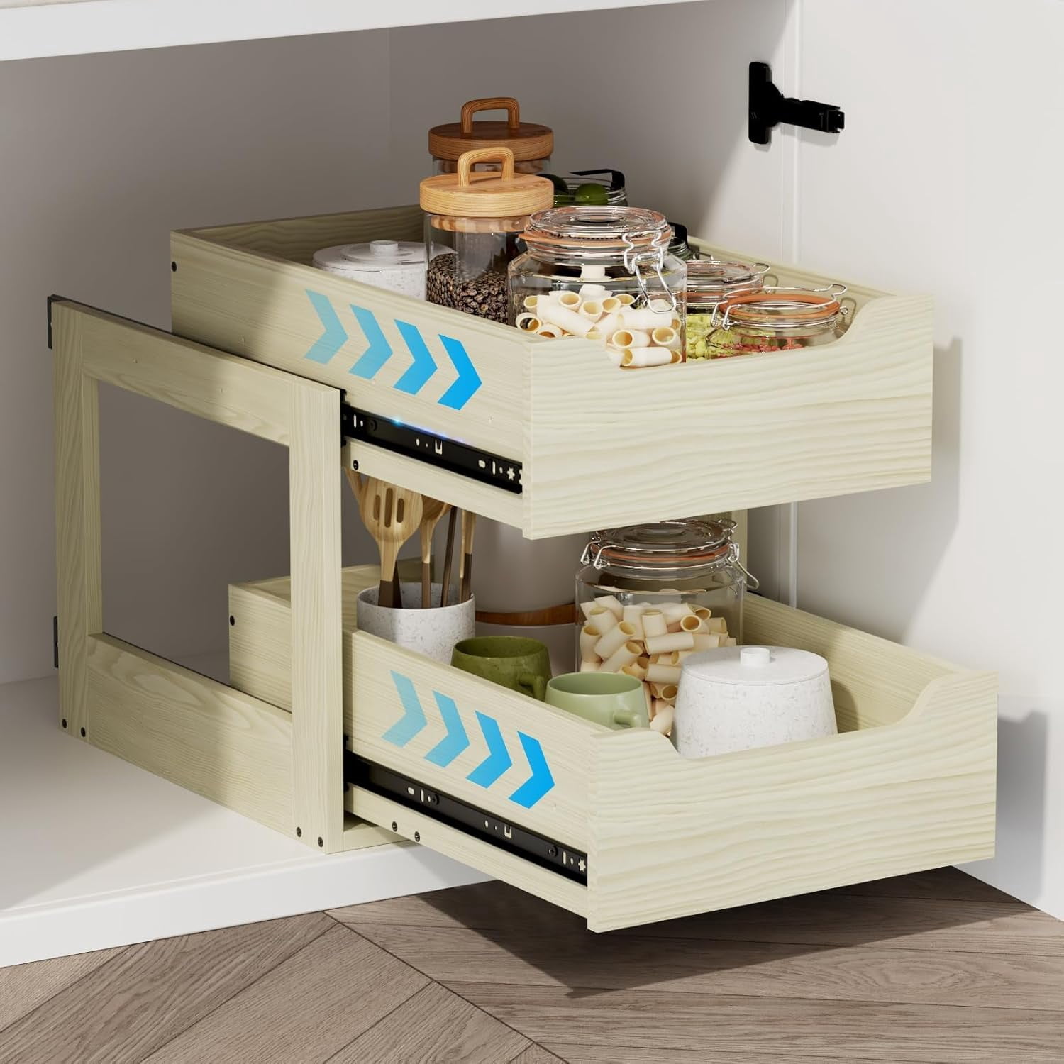Dumekko Pull Out Drawers For Cabinets, 15" W x 21.65" D x 17" H Slide ...