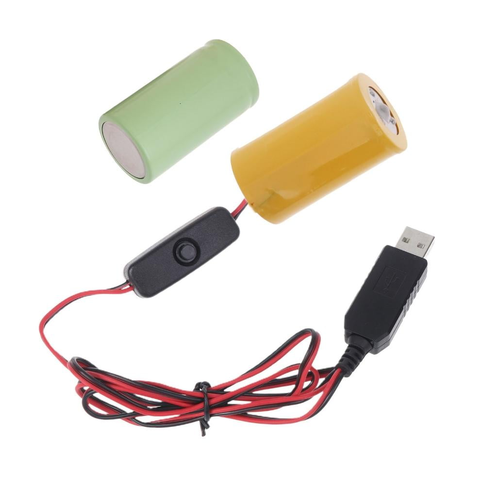 Dummy Battery Power Cord USB to 1.5-6V LR20 D Battery Eliminators with ...