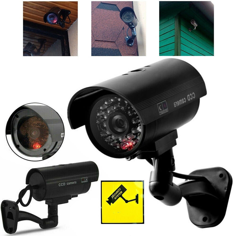 Dummy Fake Security Camera, with Red LED Light at Night, for Home and ...
