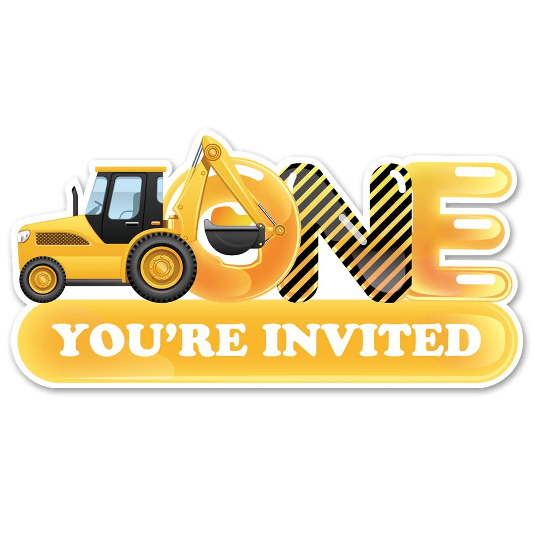 Dump Truck Delight Invitations Set - 20 Double-Sided Construction Party ...