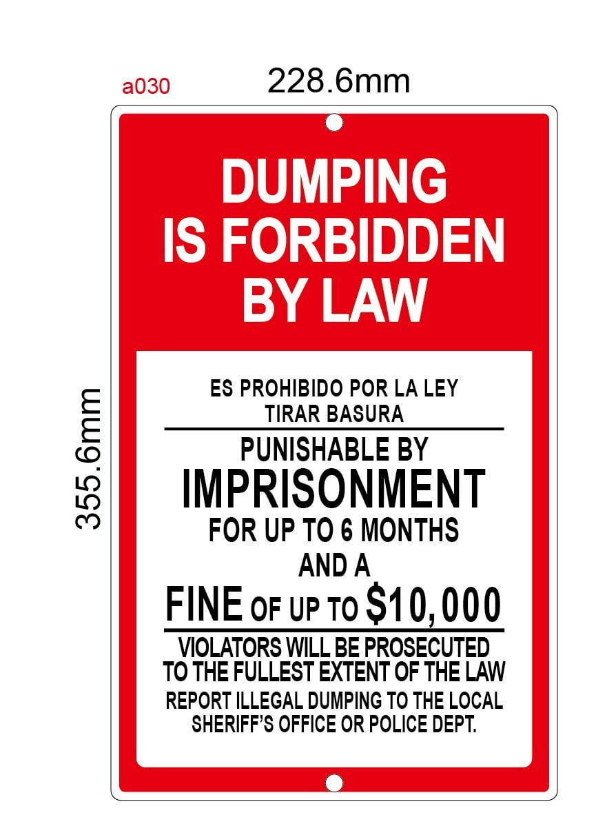 Dumping Is Forbidden By Law 9 x 14 - Walmart.com