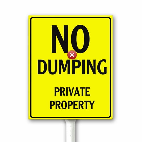 No Dumping Private Property Sign, Yellow Warning Sign for Neigborhood ...