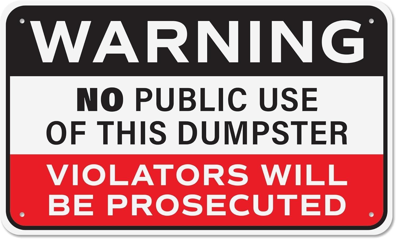 No Dumping Sign, Rust-free Aluminum Warning No Public Use of Dumpster Sign for Industrial ...