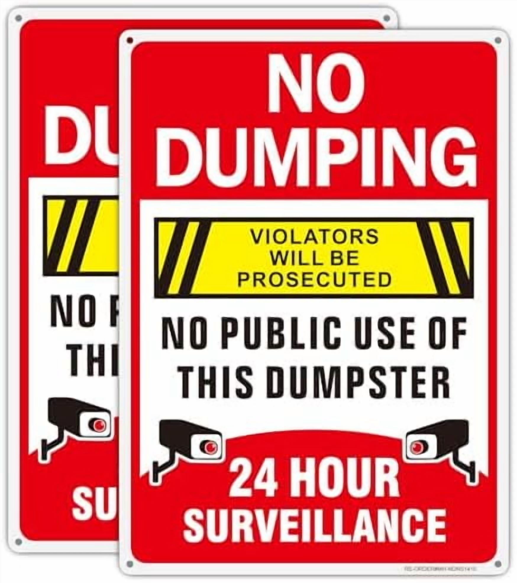 No Dumping Signs-2 Pack, 14x10Inch Aluminum No Public Use of Dumpster ...