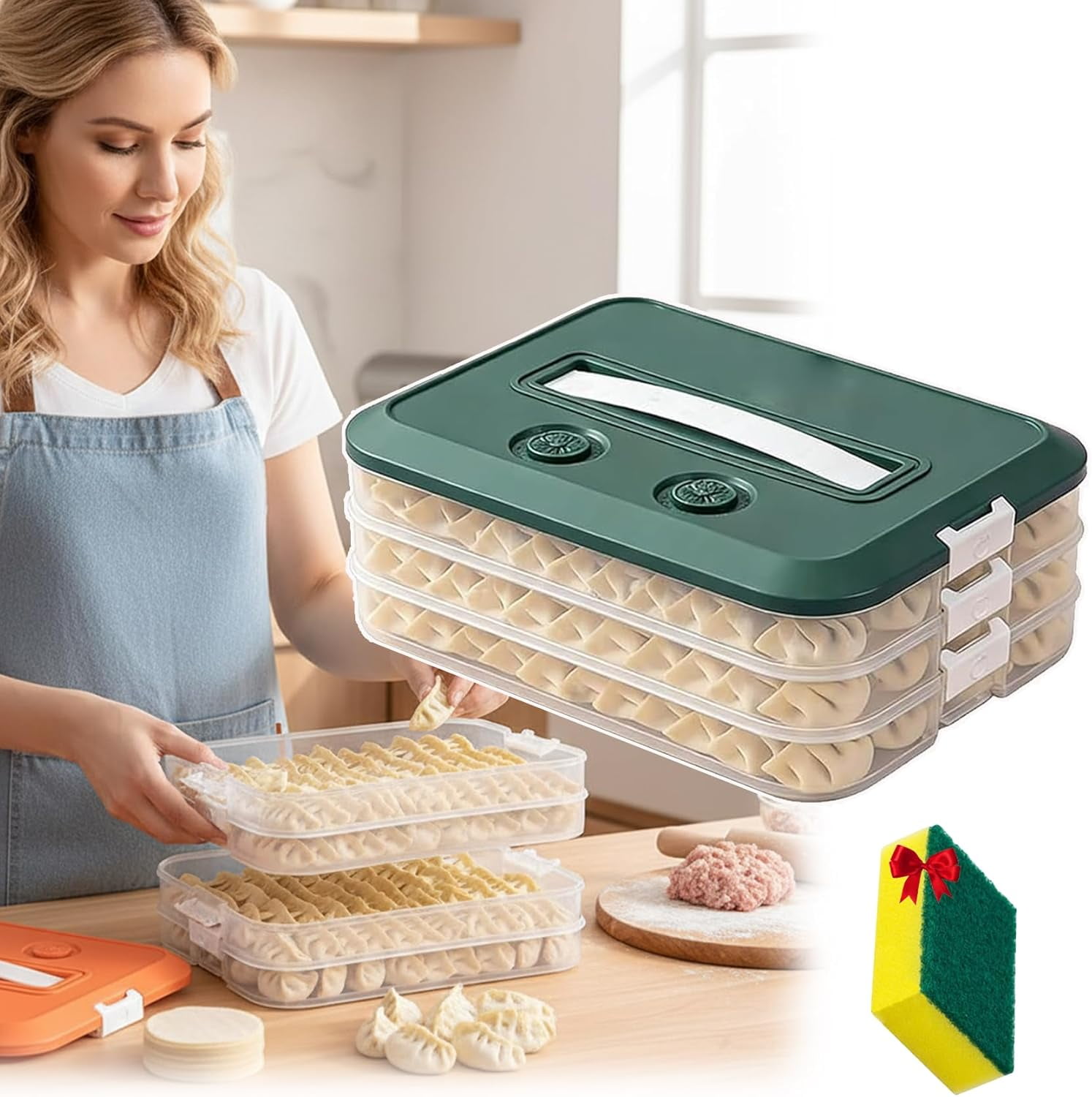 Dumpling Container for Freezer, Stackable Dumpling Container for ...