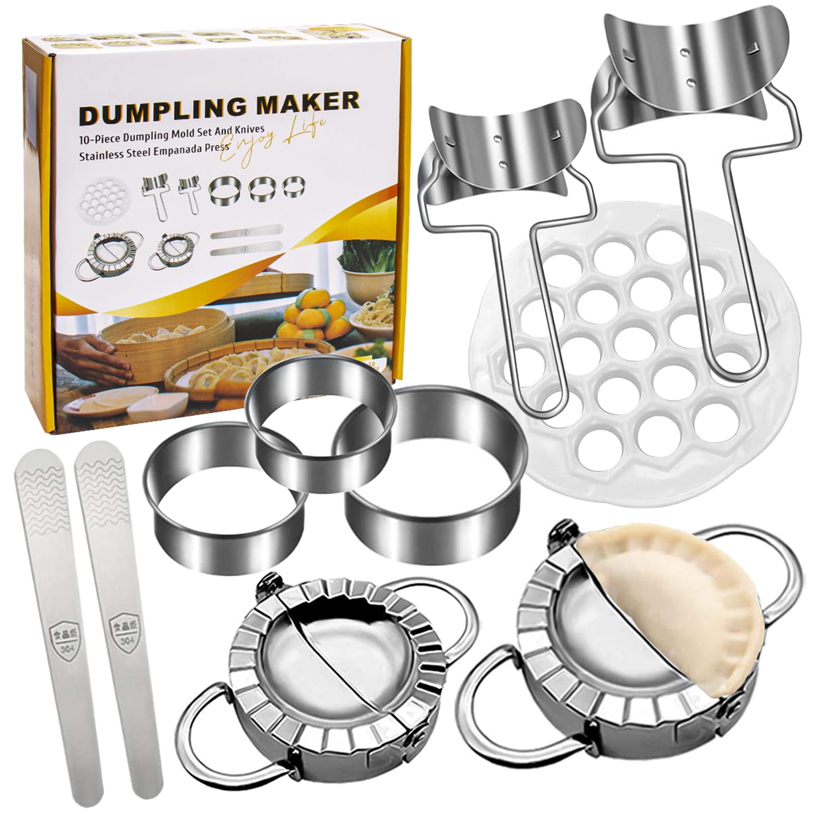 Dumpling Maker, 10PCS Dumpling Mold Set And Knives Stainless Steel ...