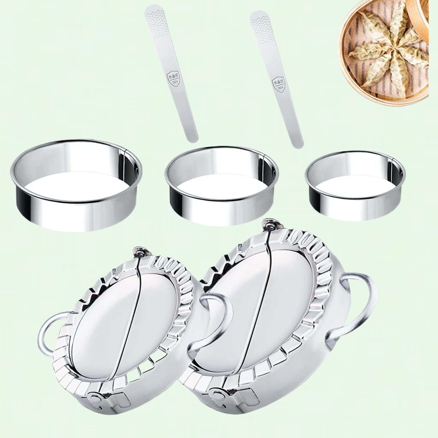 Dumpling Maker Mold Set and Cutter, Stainless Steel, 7 Pcs, Easy tool ...