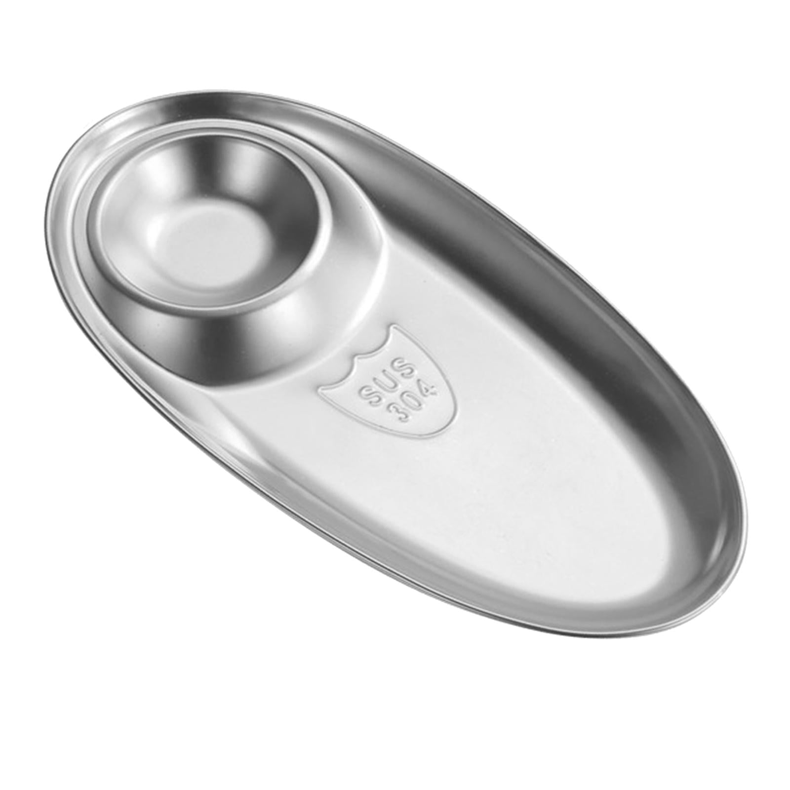 Dumpling Plate with Sauce Compartment Oval Dipping Saucer Salad ...